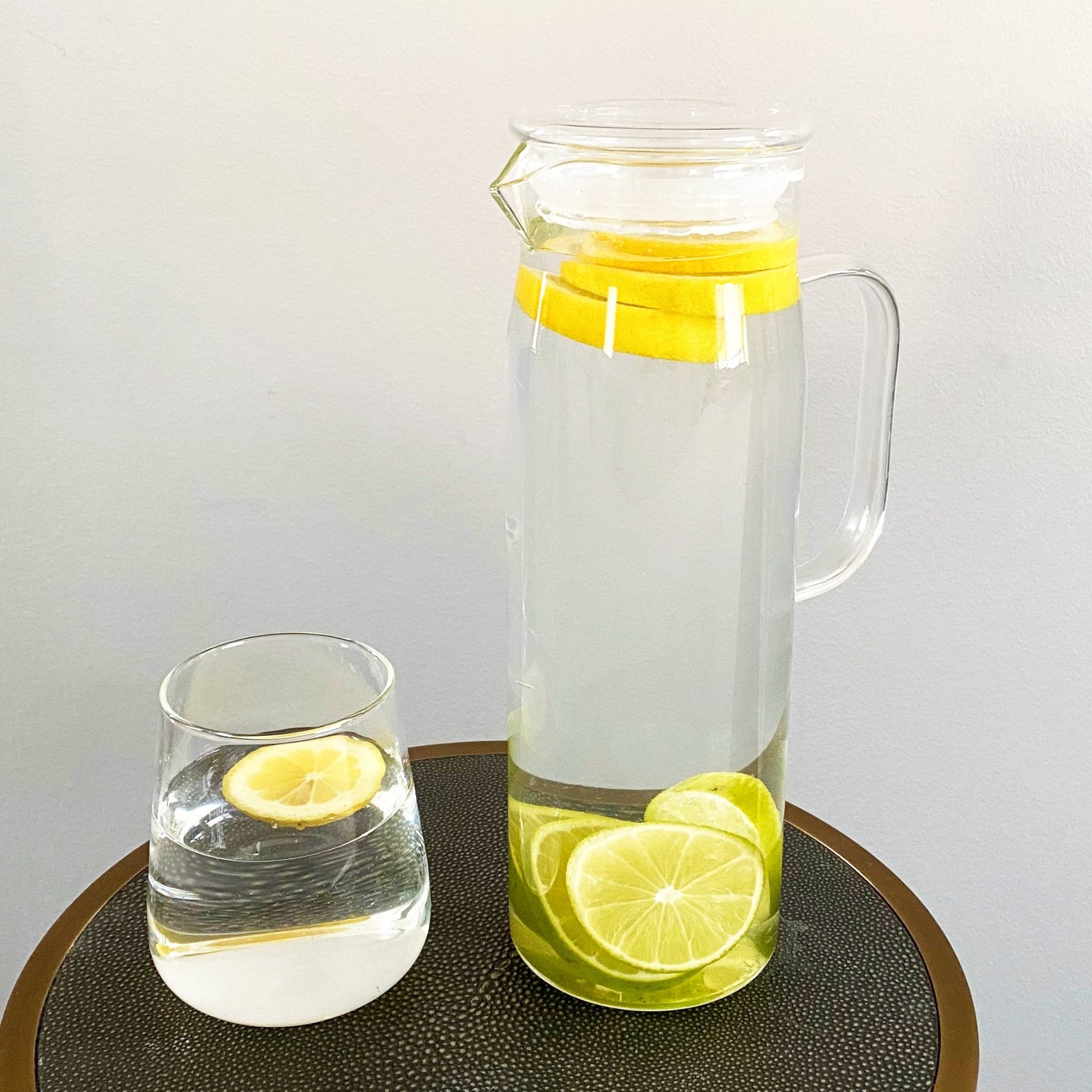 Safi Glass Pitcher with Clear Lid – Tea + Linen